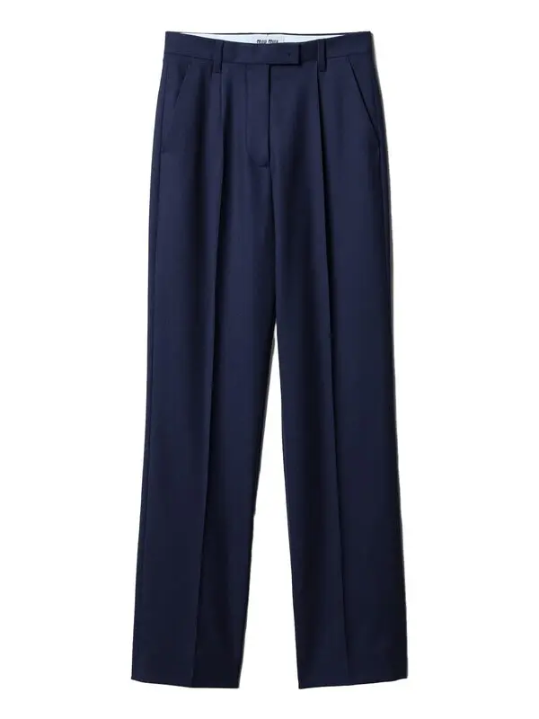 Miu Miu Gabardine Straight Leg Pants - Baltic Blue