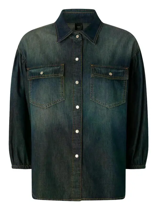 Pinko Danae Denim Shirt With Balloon Sleeves - Blue