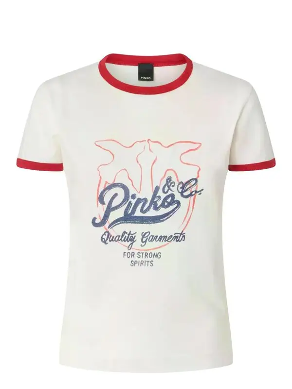 Pinko Printed Trim T-shirt - Neutrals
