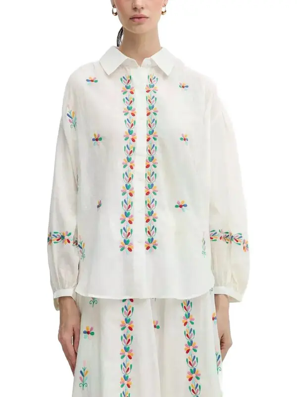 LA PETITE FRANÇAISE Embroidered Button-front Shirt - Neutrals