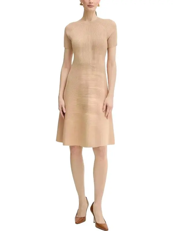 Armani Exchange Ribbed Short-sleeve Mini Dress - Neutrals