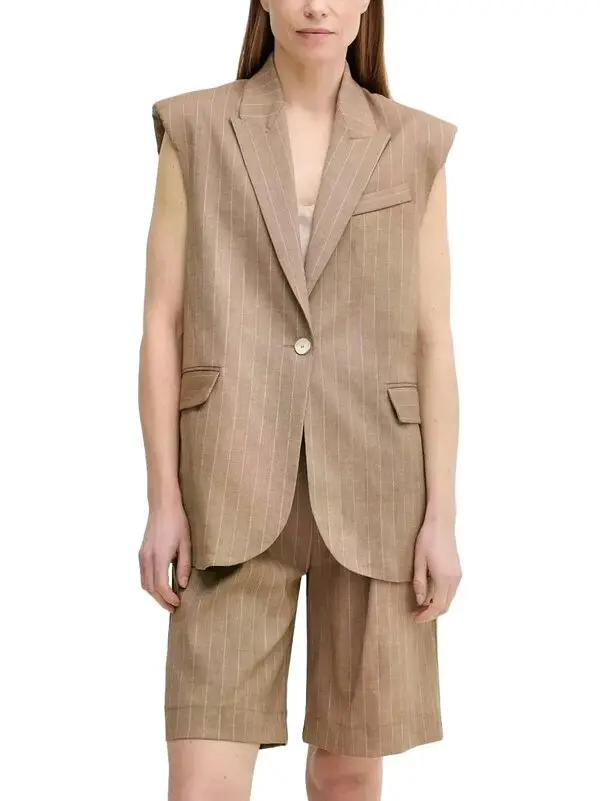 LA PETITE FRANÇAISE Valmy Pinstripe Waistcoat - Neutrals