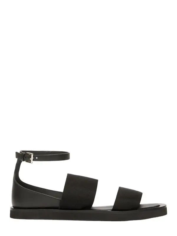 Max Mara Flat Leather Sandals - Black