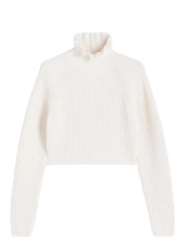 Max Mara Cotton Cordonnet Cropped Jumper - White