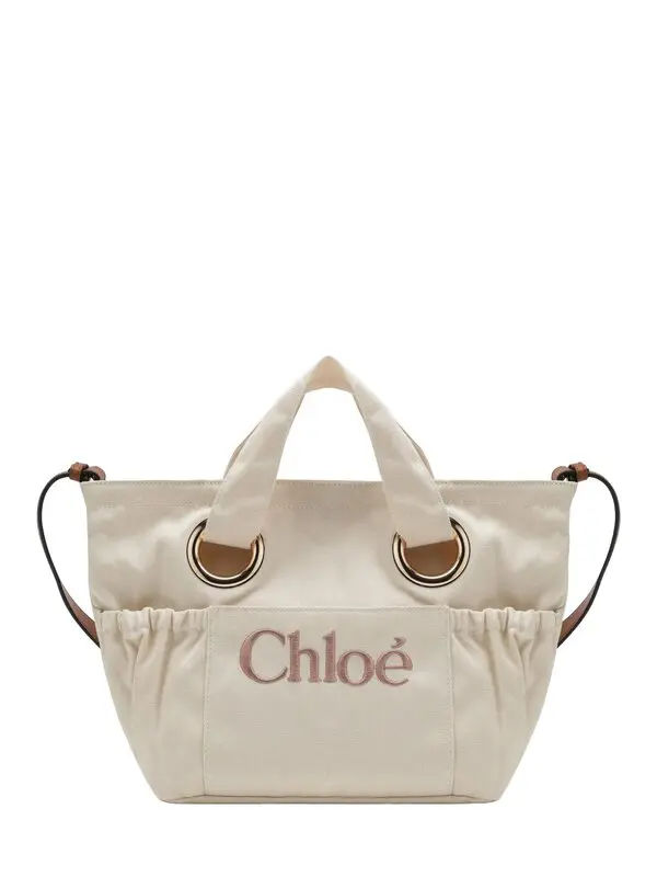 Chloé Tote Bag With Logo Embroidery - White