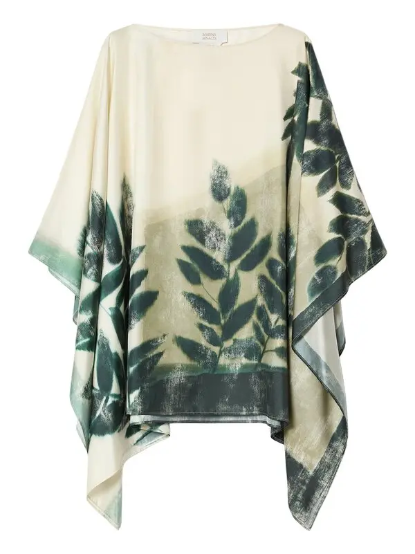 Marina Rinaldi Silk Twill Tunic Top - Green