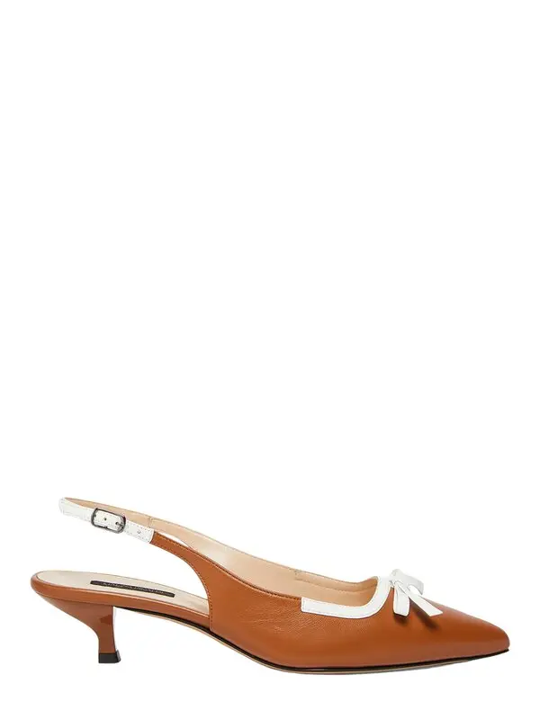 Marina Rinaldi Lambskin Slingback Pumps - Brown