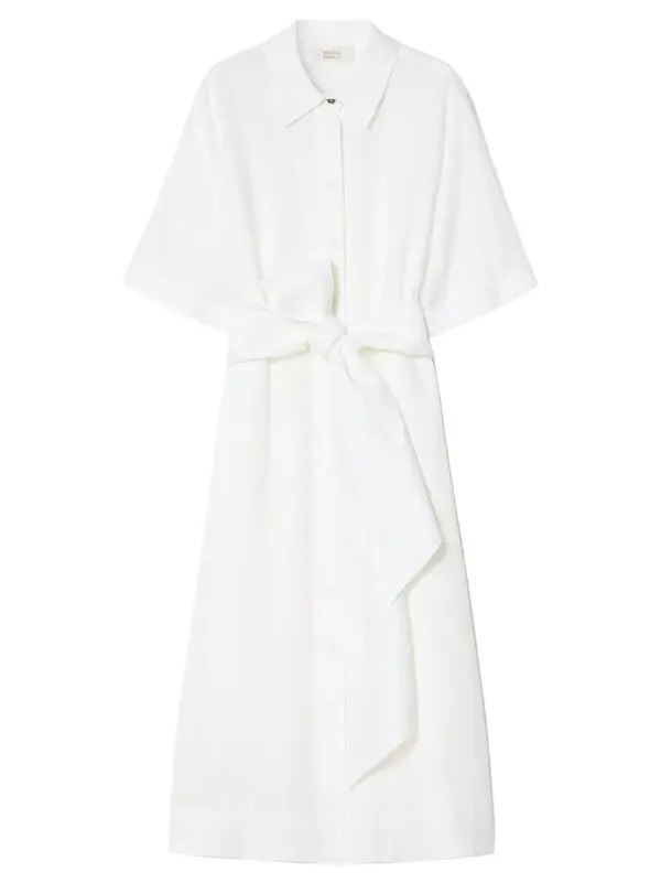 Marina Rinaldi Linen Midi Shirt Dress - White