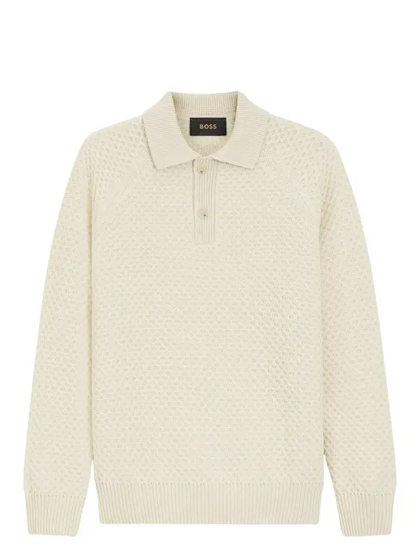 BOSS Cashmere Polo Sweater - White