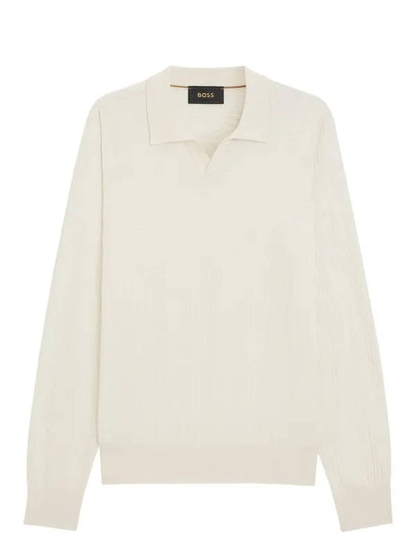 BOSS Silk Polo Sweater - White