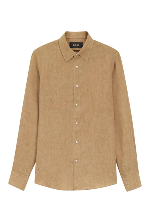 BOSS Linen Slim-fit Shirt - Beige
