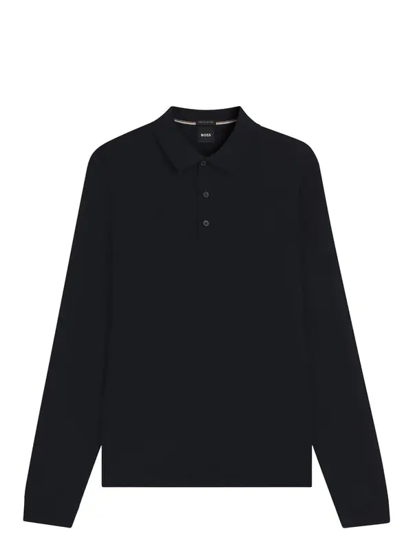 BOSS Virgin Wool Polo Sweater - Blue