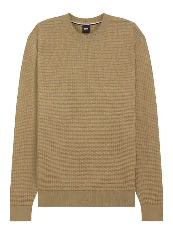 BOSS Cotton Textured Sweater - Beige