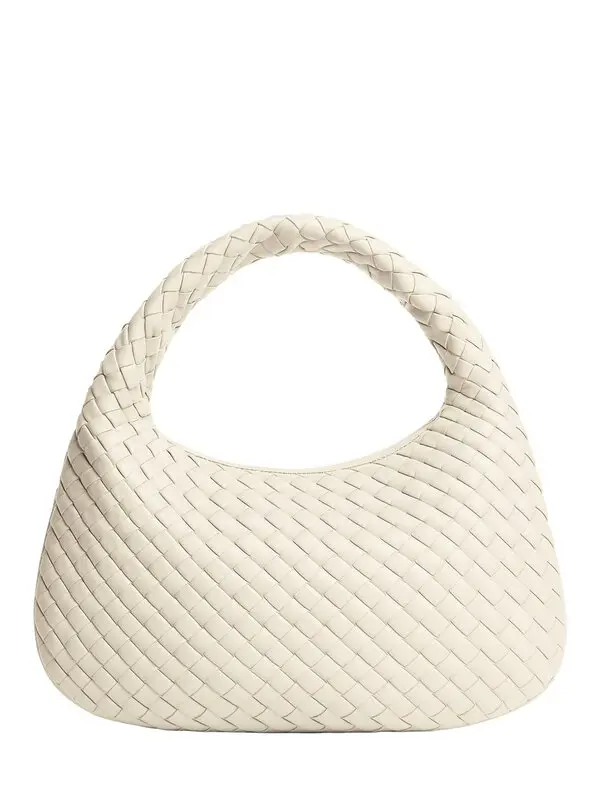 Bottega Veneta Small Intrecciato Veneta Shoulder Bag - White