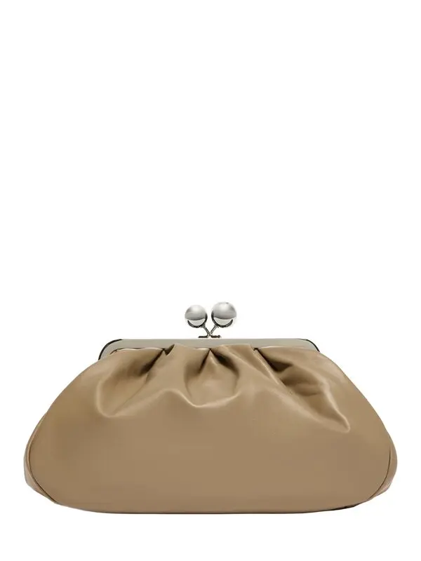 Max Mara Medium Leather Pasticcino Clutch - Beige
