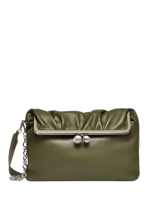 Max Mara Large Leather Pasticcino Shoulder Bag - Green