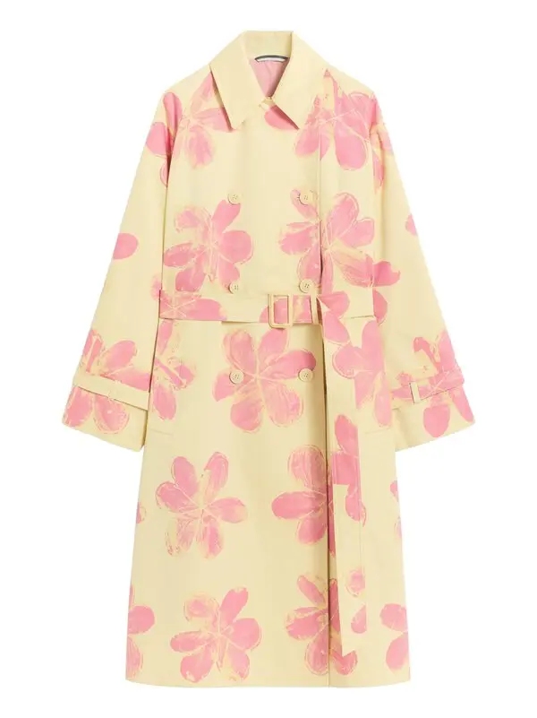Max Mara Cotton Floral Trench Coat - Yellow