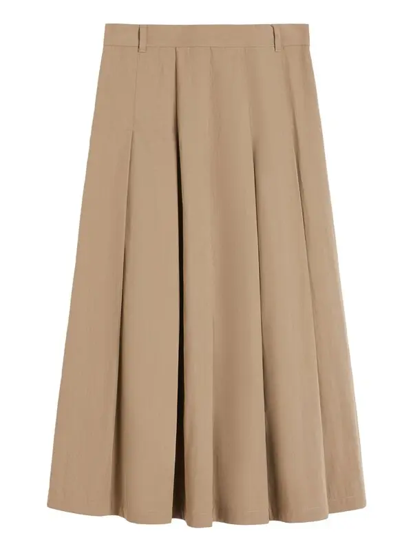 Max Mara Gabardine Pleated Maxi Skirt - Beige