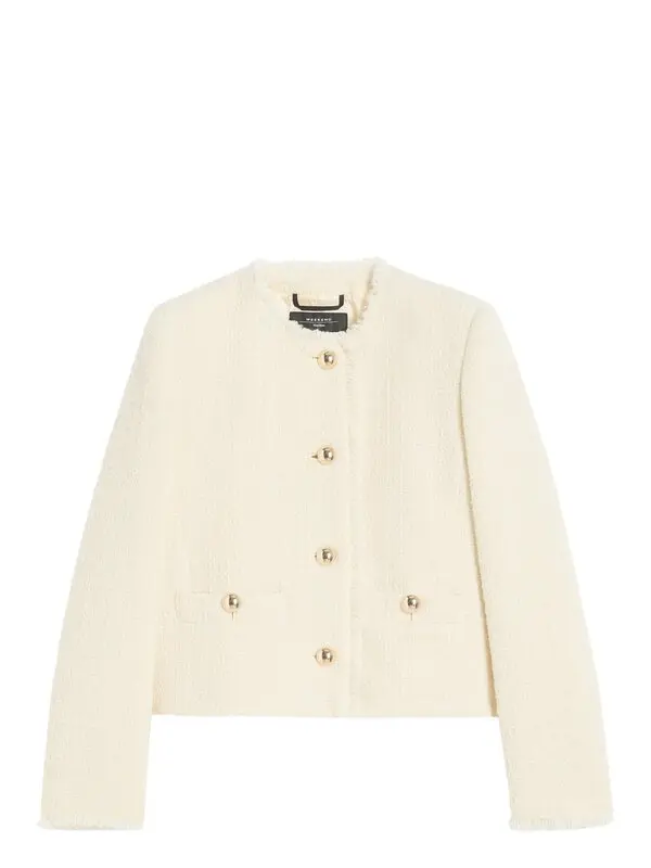 Max Mara Wool-blend Round-neck Jacket - White