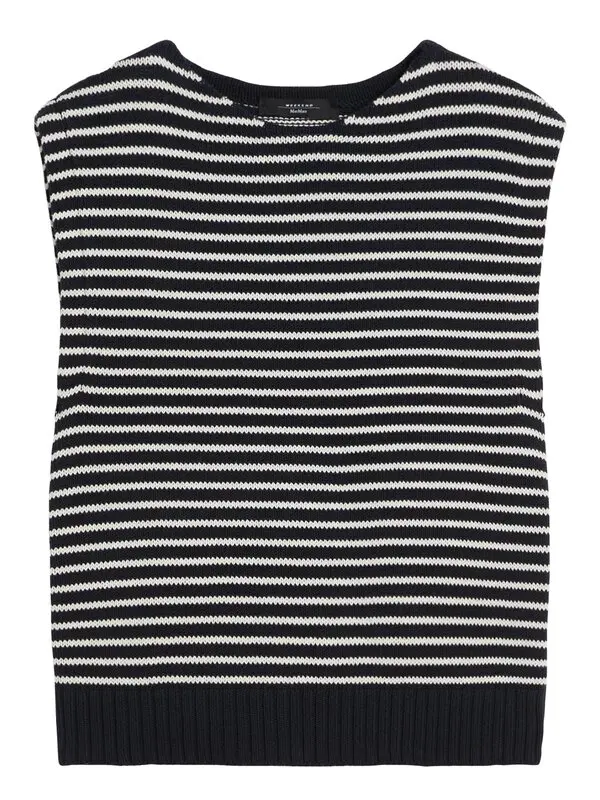 Max Mara Cotton-blend Stripe Sweater Vest - Blue