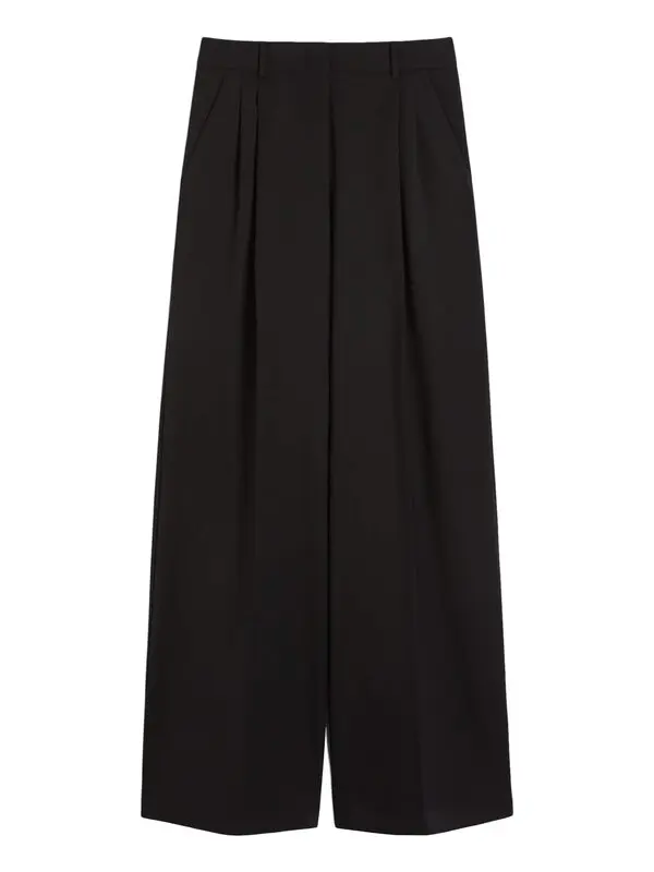 Max Mara Virgin Wool Wide-leg Trousers - Black