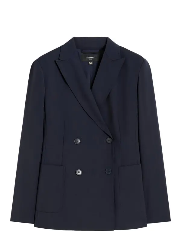 Max Mara Virgin Wool Double-breasted Blazer - Blue