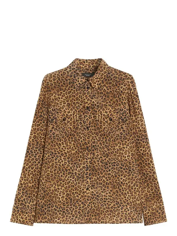 Max Mara Silk Leopard Print Shirt - Beige