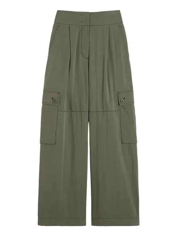 Max Mara Cotton-blend Wide Leg Cargo Trousers - Green