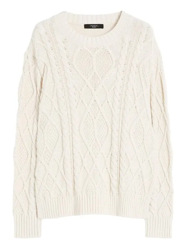 Max Mara Cotton-blend Cable-knit Sweater - White