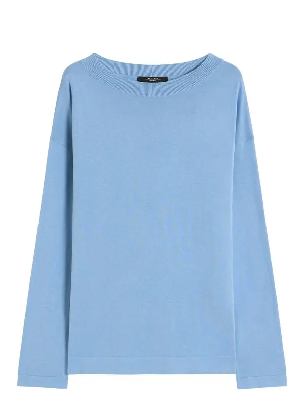 Max Mara Silk-cotton Boat-neck Sweater - Blue