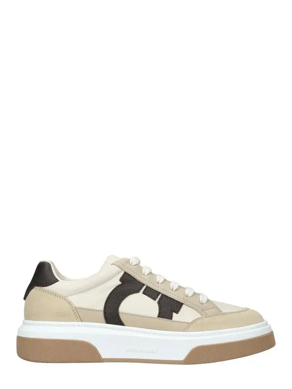 FERRAGAMO Low-top Gancini Sneakers - Beige
