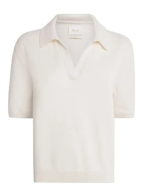 Harrods Cotton-cashmere Collared Sweater - Ivory