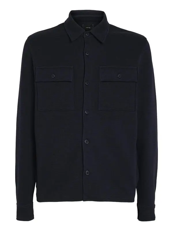 Vince Stretch Cotton-tencel Overshirt - Navy