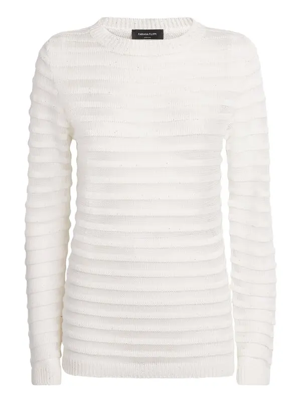 Fabiana Filippi Cotton-blend Striped Sweater - White
