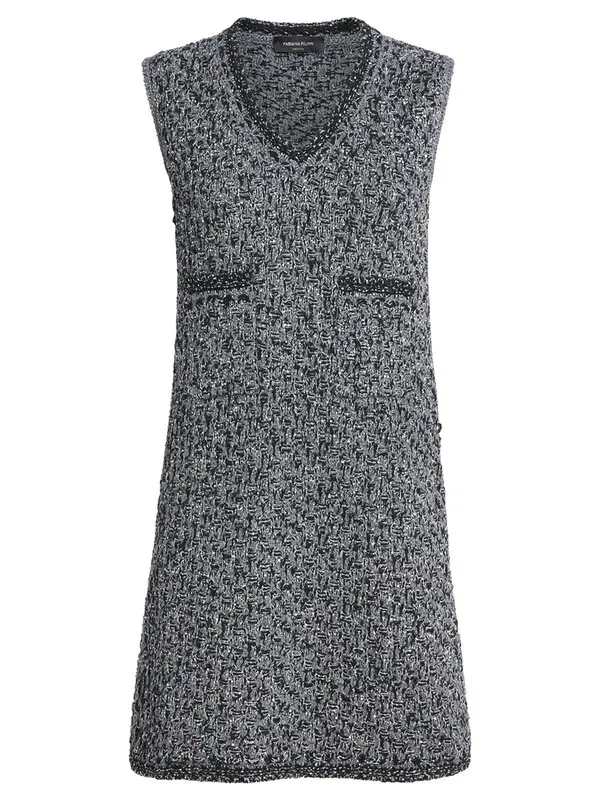 Fabiana Filippi Embellished Tweed Mini Dress - Navy