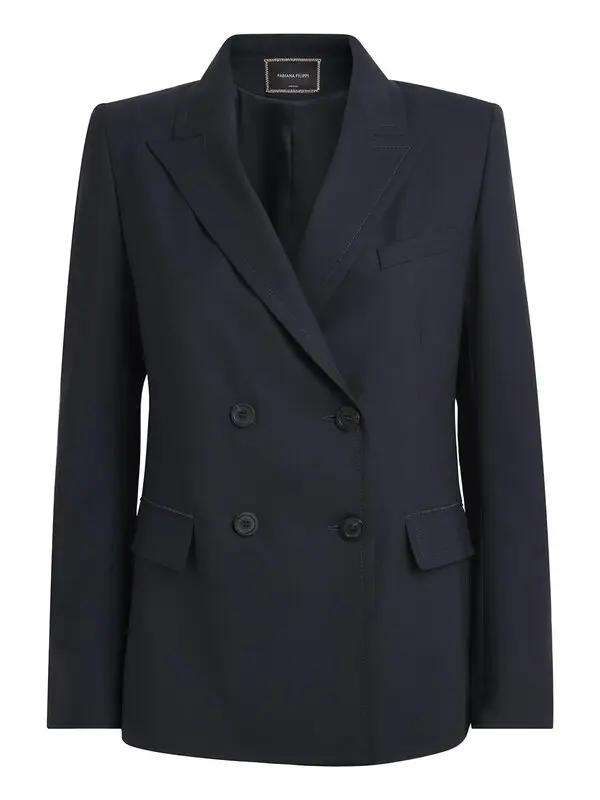 Fabiana Filippi Wool-blend Double-breasted Blazer - Navy