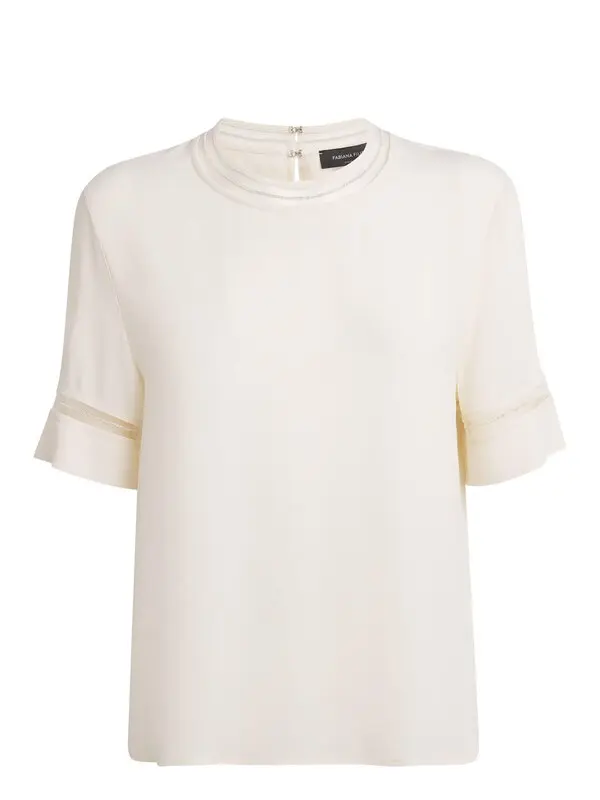 Fabiana Filippi Embellished Crepe T-shirt - Ivory