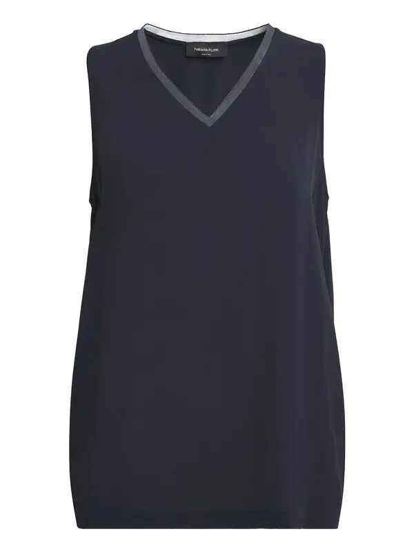 Fabiana Filippi Embellished Crepe Tank Top - Navy