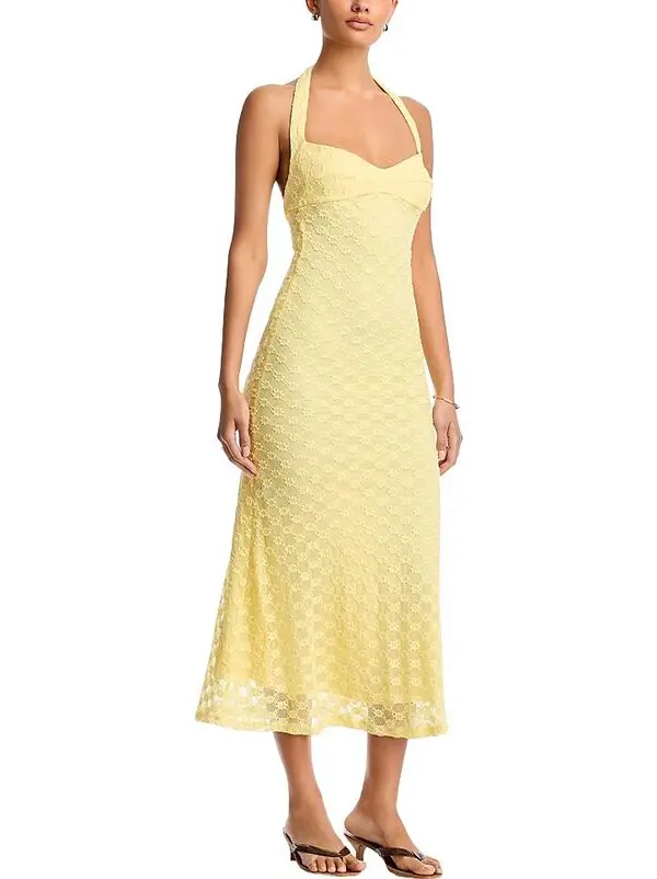 Bardot Mariko Halter Neck Midi Dress - Canary Yellow