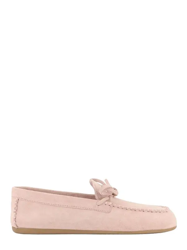 Miu Miu Suede Loafer With Bow Detailing And Logo - Pink