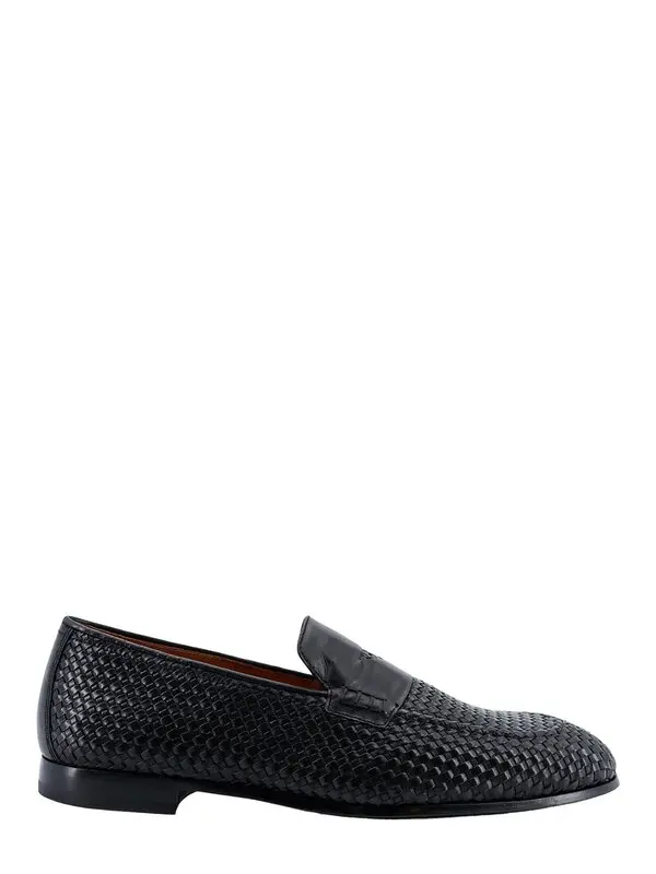 DOUCAL'S Braidy Leather Loafers - Black