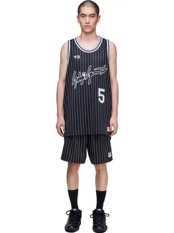 Adidas Y-3 Mesh Pinstripe Shorts - Black