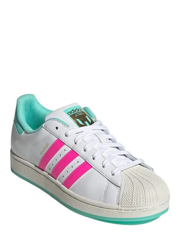 Adidas Superstar Messi Shoes - Cloud White / Lucid Pink / Flash Aqua