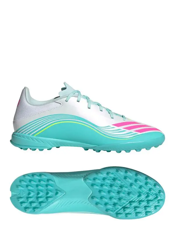 Adidas F50 Messi League Turf Football Shoes - Cloud White / Lucid Pink / Flash Aqua