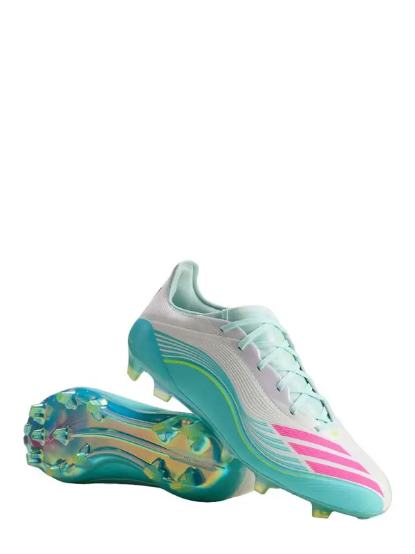 Adidas F50 Messi Elite Firm Ground Soccer Cleats - Cloud White / Lucid Pink / Flash Aqua