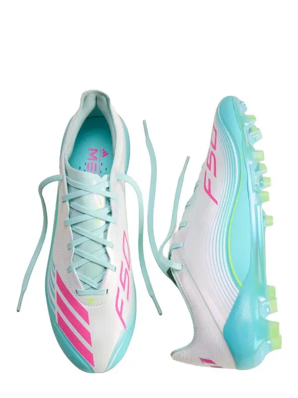 Adidas F50 Messi Elite Firm Ground Soccer Cleats - Cloud White / Lucid Pink / Flash Aqua