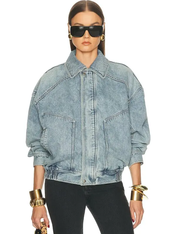Saint Laurent Denim Bomber Jacket - South Blue