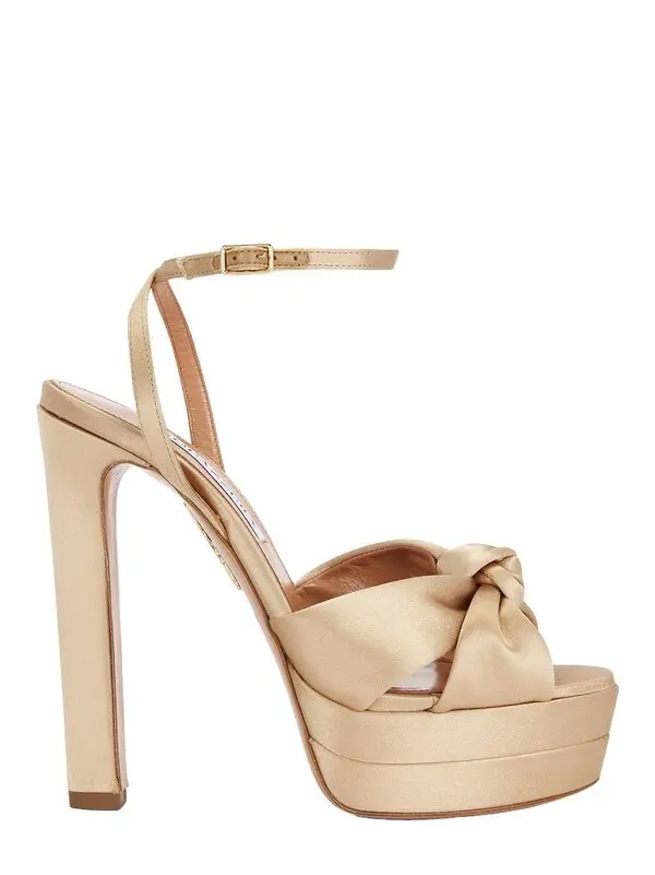 AQUAZZURA Cupid 130 Plateau Sandal - Warm Nude