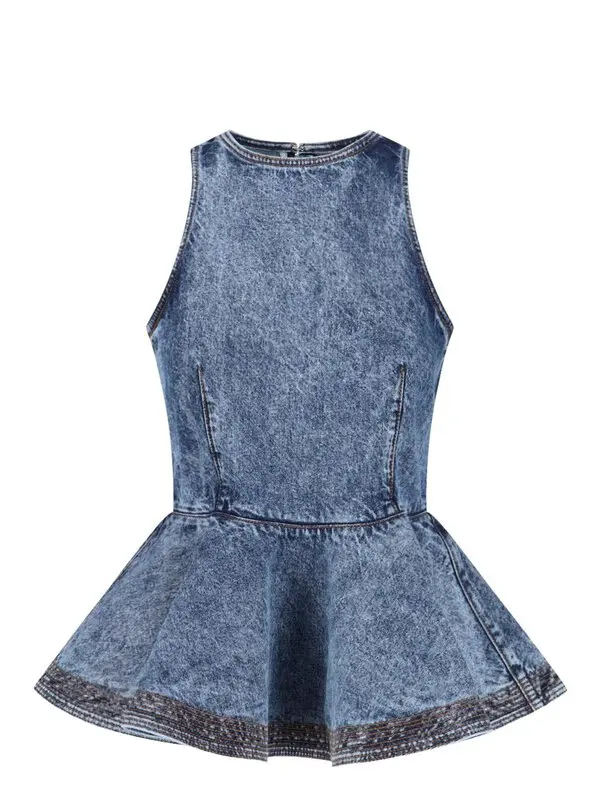 Alaïa Peplum Sleeveless Top - Blue