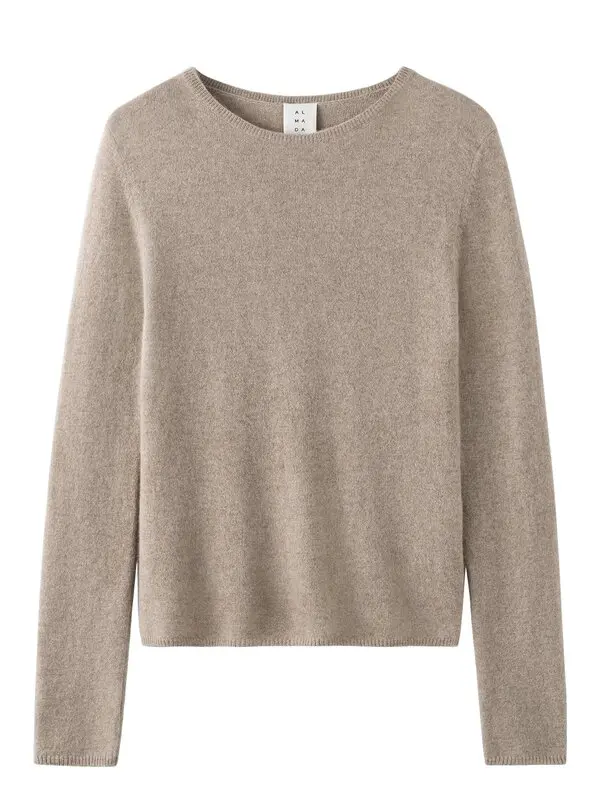 Almada Label Cashmere Crewneck Sweater - Nougat
